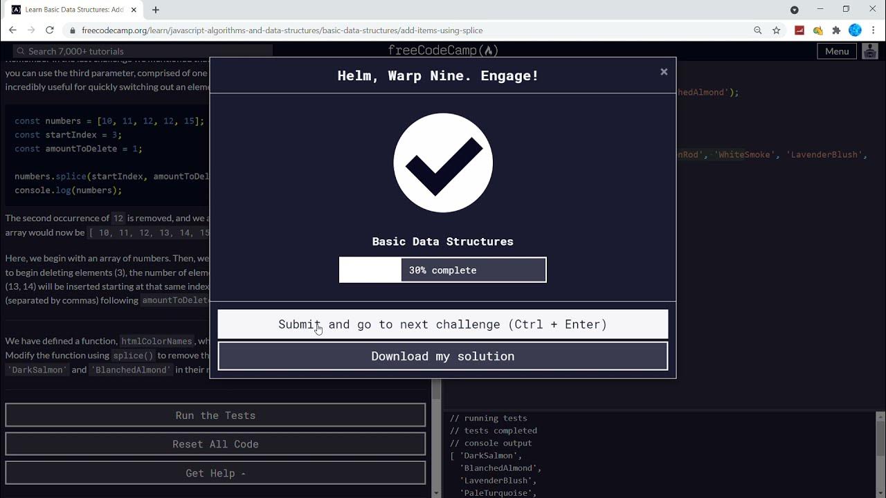Basic Data Structures (6/20) | Add Items Using splice() | freeCodeCamp - YouTube