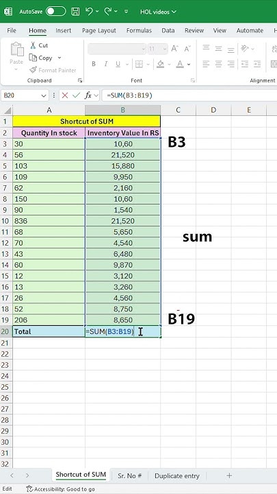 shortcut to sum values in Excel. #excel #exceltips #exceltricks # ...