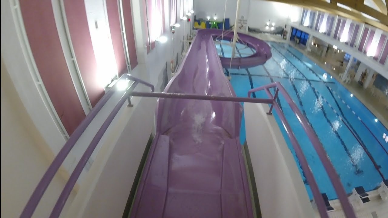 Purple water slide at Furumo Svømmehall - YouTube