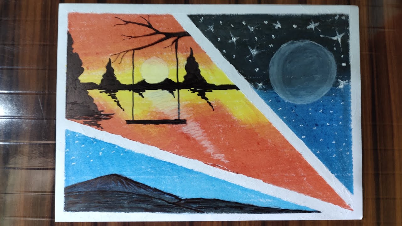 How To Draw Beautiful Pictures || Two Creative Scenery With Oil Pastels ...