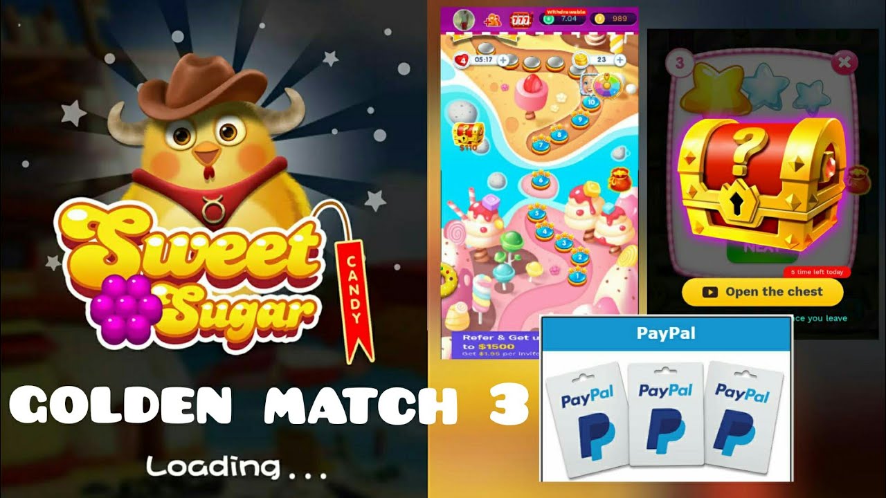 Gana dinero jugando apps Real? "GOLDEN MATCH 3" paypal $110 Games ...