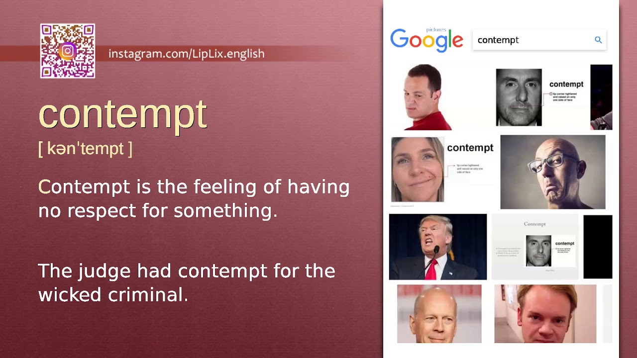 Contempt : C2 level english vocabulary lesson, www.LipLix.com - YouTube