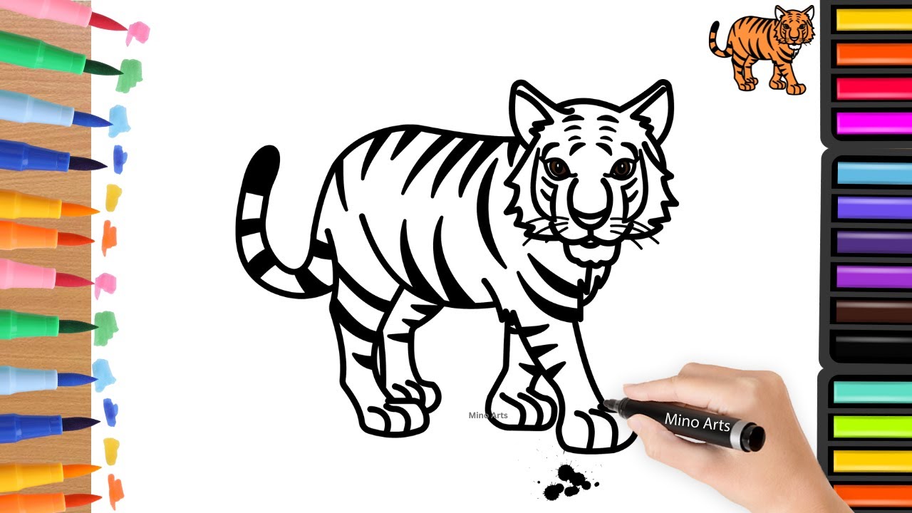 Tiger Drawing || How to Draw a Tiger Easy Step by Step @minoarts - YouTube