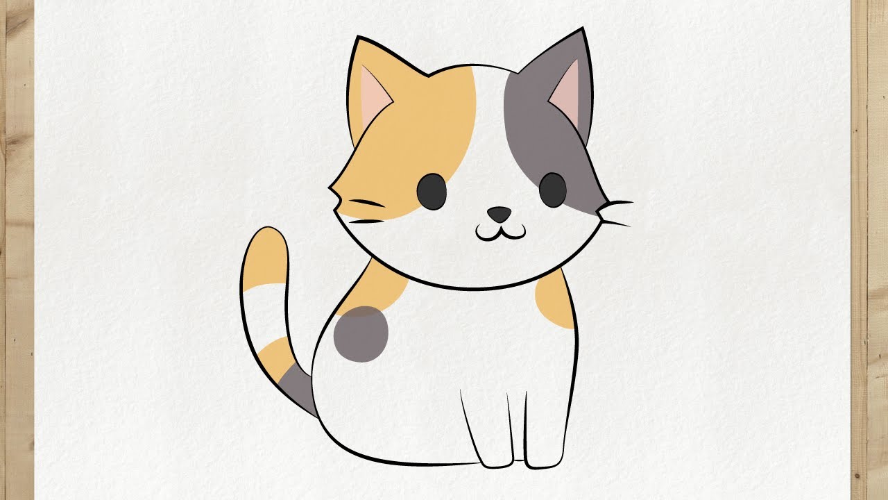 How to draw a Cute Cat step by step, VERY EASY and fast - YouTube