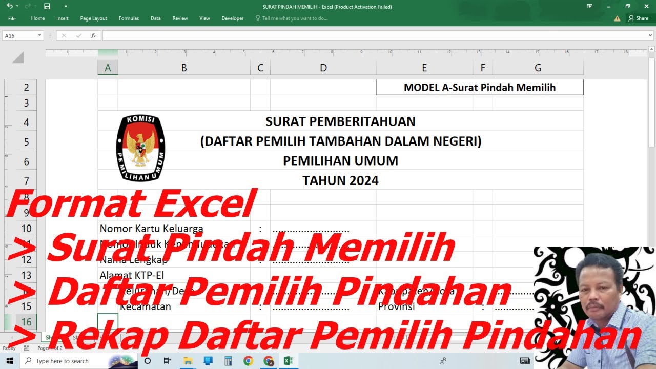 Format A.5 Surat Pindah Memilih Pemilu 2024 || download Format Excel # ...
