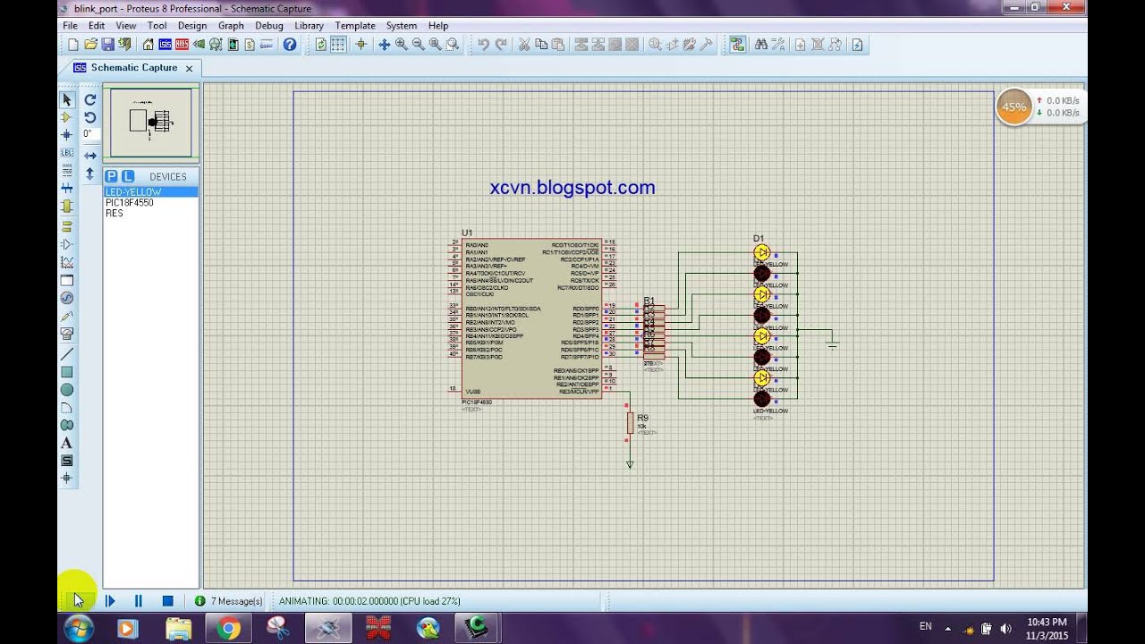 Blink LED PORT PIC18F4550 - YouTube