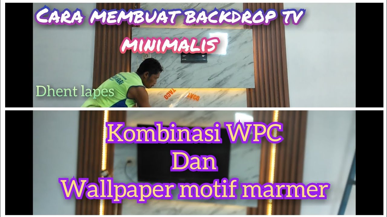 cara membuat backdrop tv minimalis kombinasi WPC dan WALLPAPER - YouTube