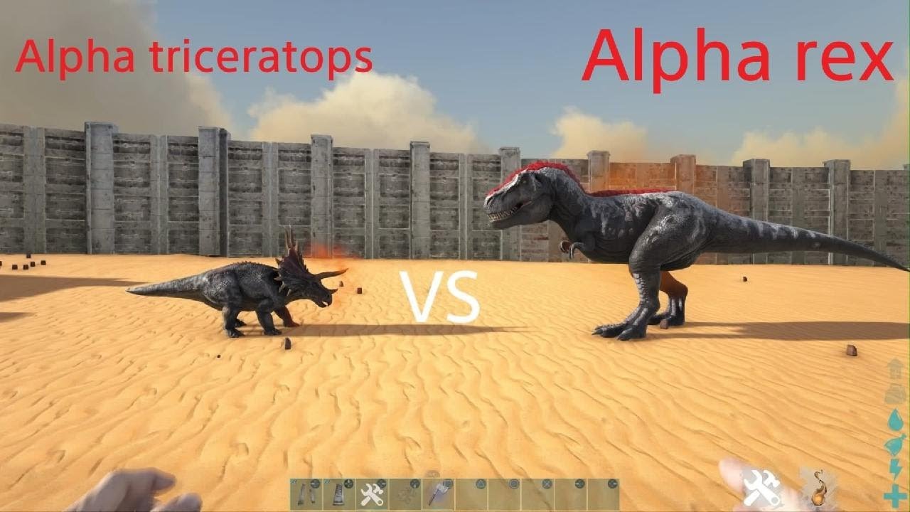 Alpha triceratops vs alpha rex ARK: Survival Evolved - YouTube