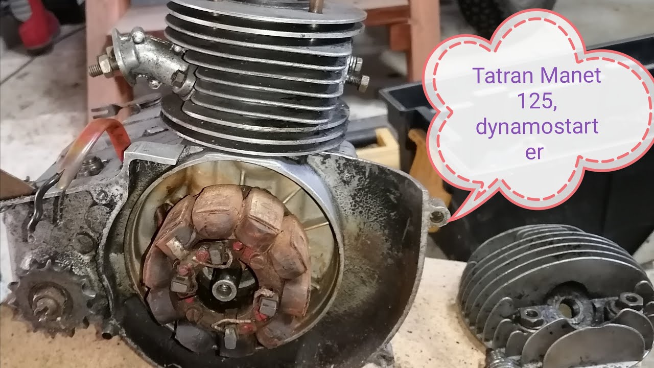 Motor Manet Tatran 125, pokračování s motorem, demontáž dynamostarteru ...