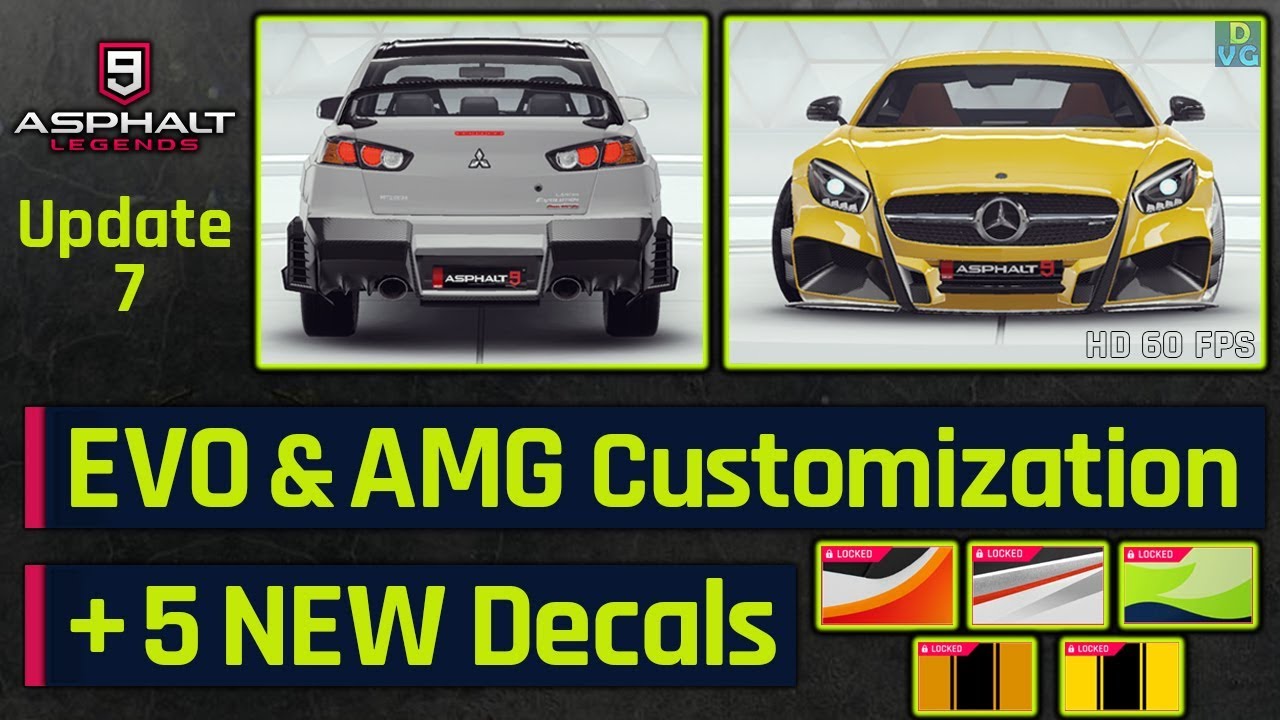Asphalt 9 | Update 7 - EVO & AMG Customization Preview + 5 New Decals ...