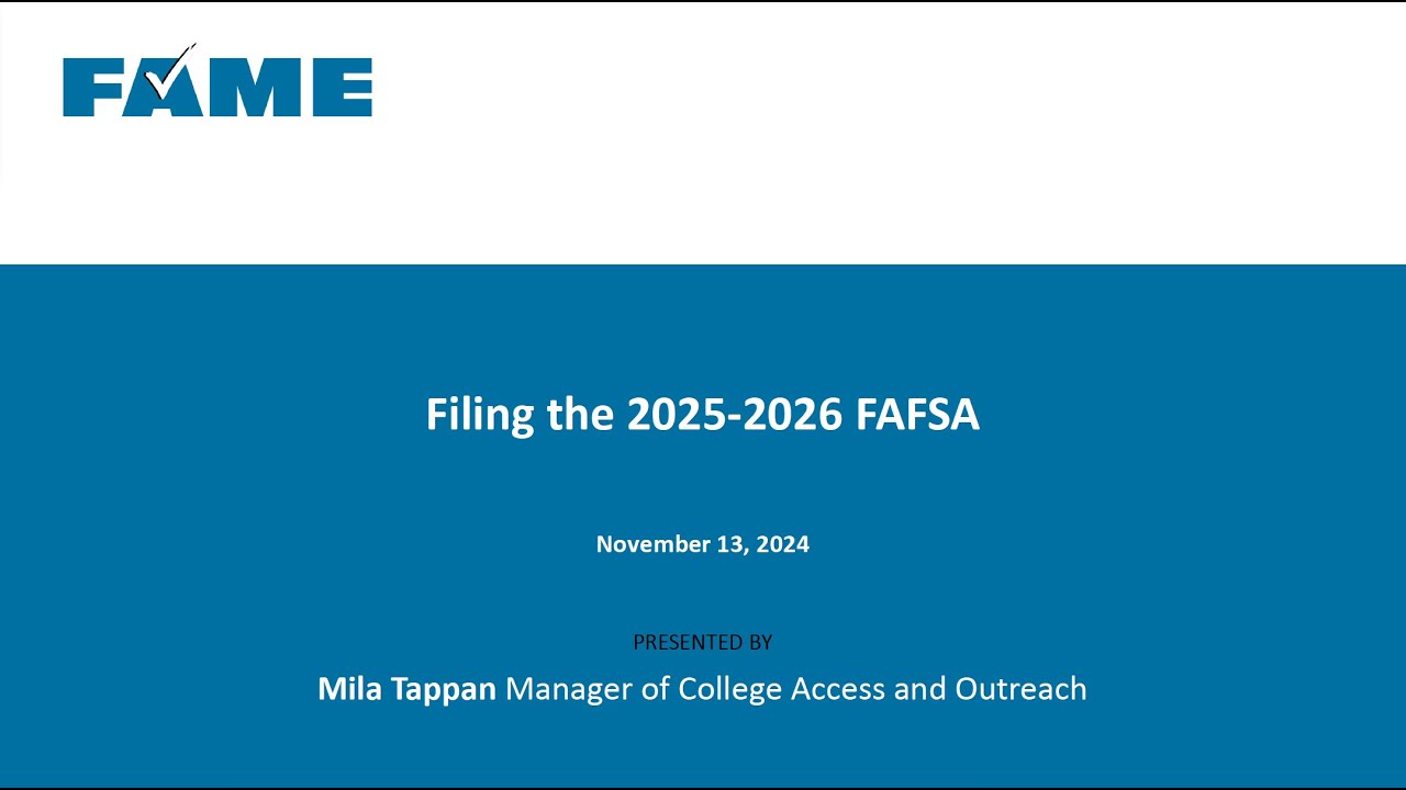 Filing the 2025-26 FAFSA | Wednesday Webinar | November 2024 - YouTube
