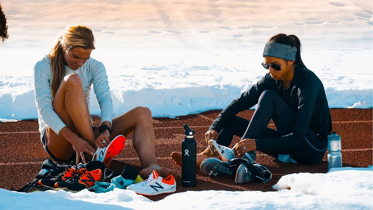 Emma Coburn | Aisha Praught Leer | 300m repeats workout | Gunnison ...