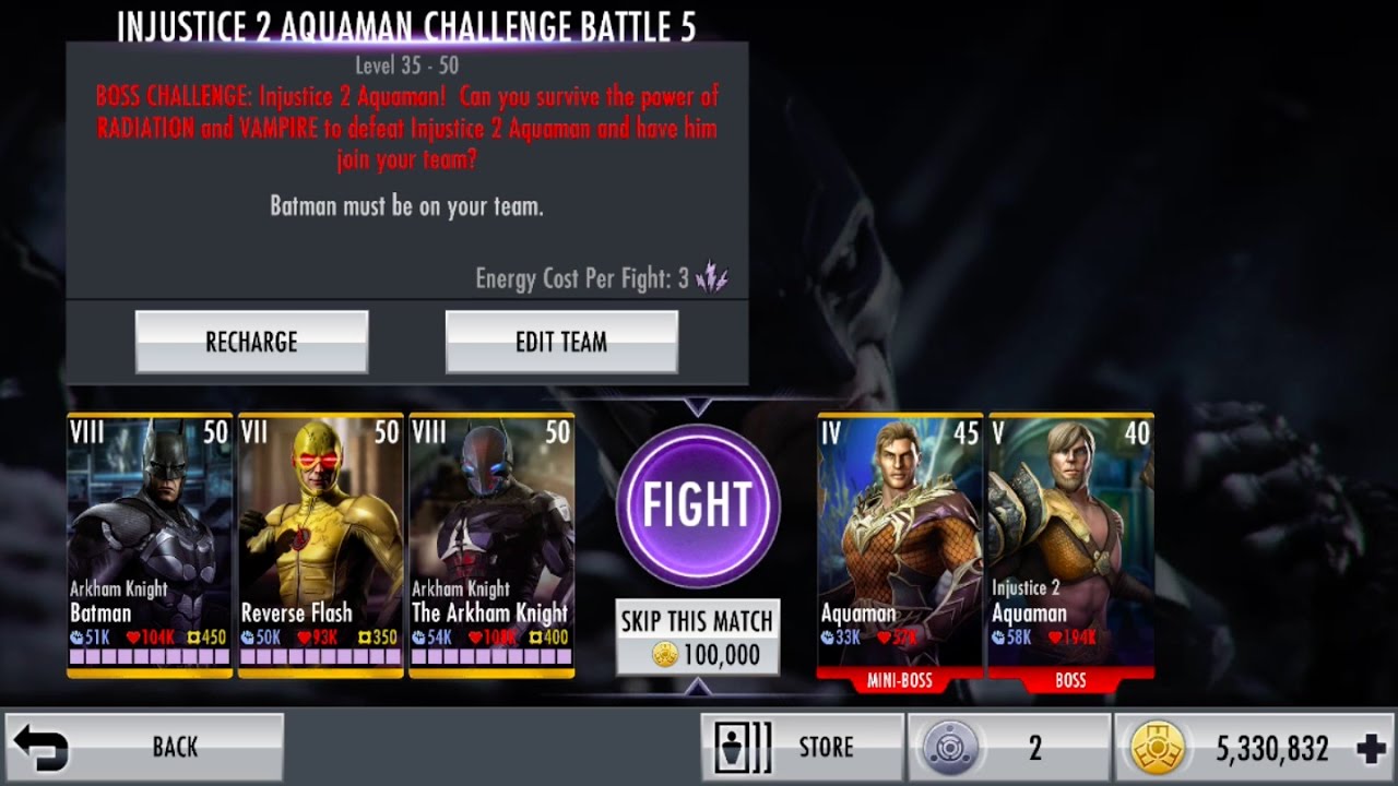Injustice iOS Injustice 2 Aquaman Challenge II Nightmare Boss Fight ...