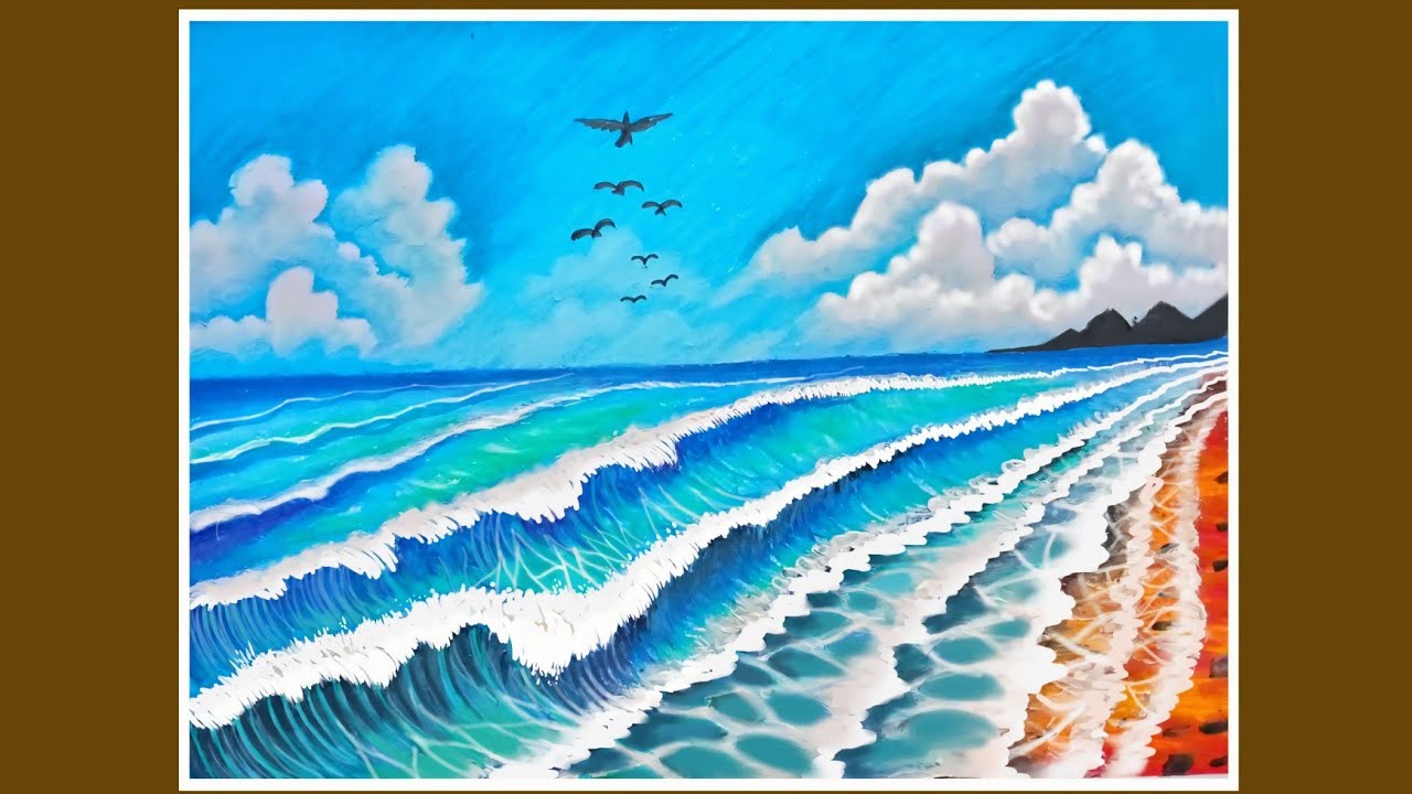 How to Paint Serene Ocean Waves with Oil Pastels – Realistic Seascape ...