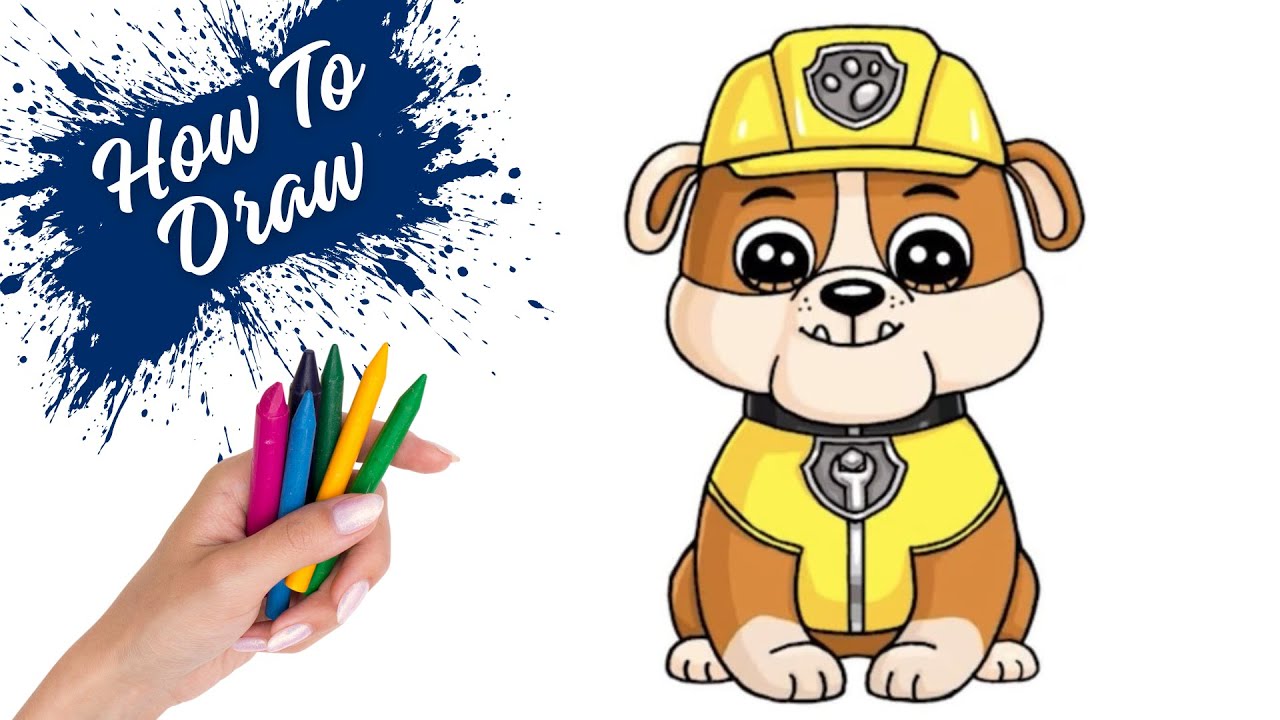 How to draw Rubble - Paw Patrol Mighty Movie - YouTube