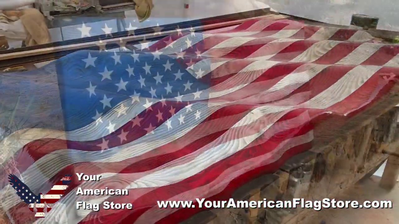 Hand Carved Solid Wood WAVING American Flag - YouTube