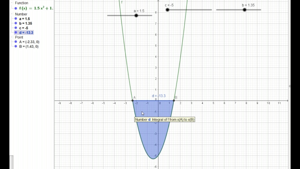 การใช้คำสั่ง integral และ integral between ในโปรแกรม geogebra - YouTube