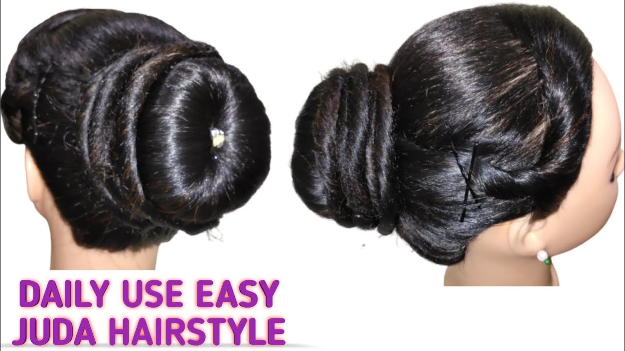 simple ambada hairstyle with bun | bun juda hairstyle step by step ...