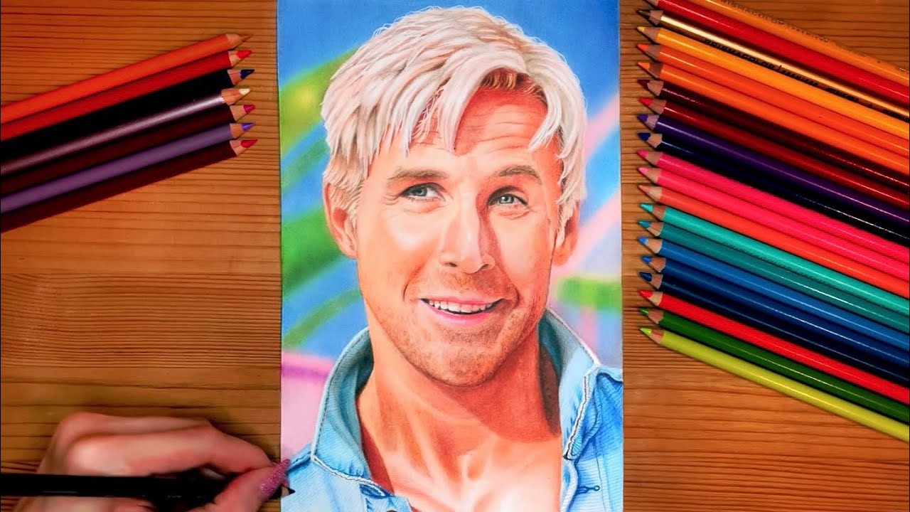 Drawing Ken (Ryan Gosling) Barbie movie | Time-lapse - YouTube