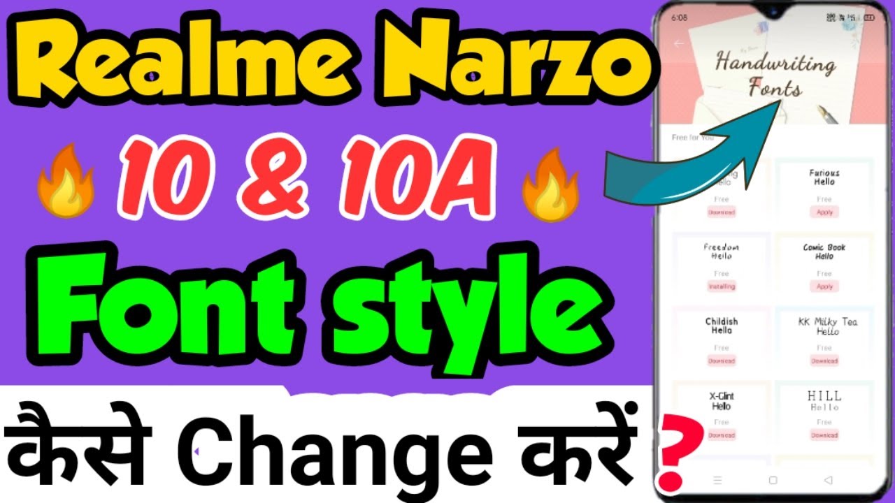 Realme Narzo 10 & 10A mein Font Style kaise Change kare | Font Style ...