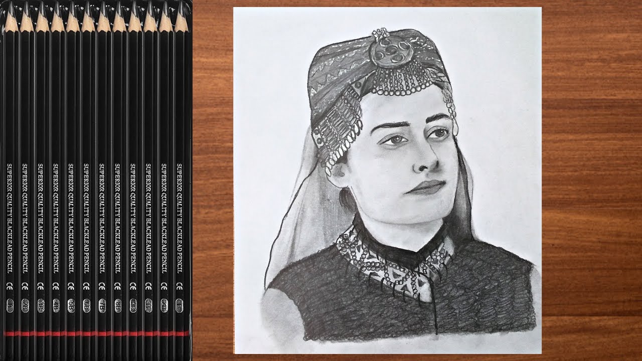 How to draw Halime Sultan step by step| Pencil Drawing of Esra Bilgic ...