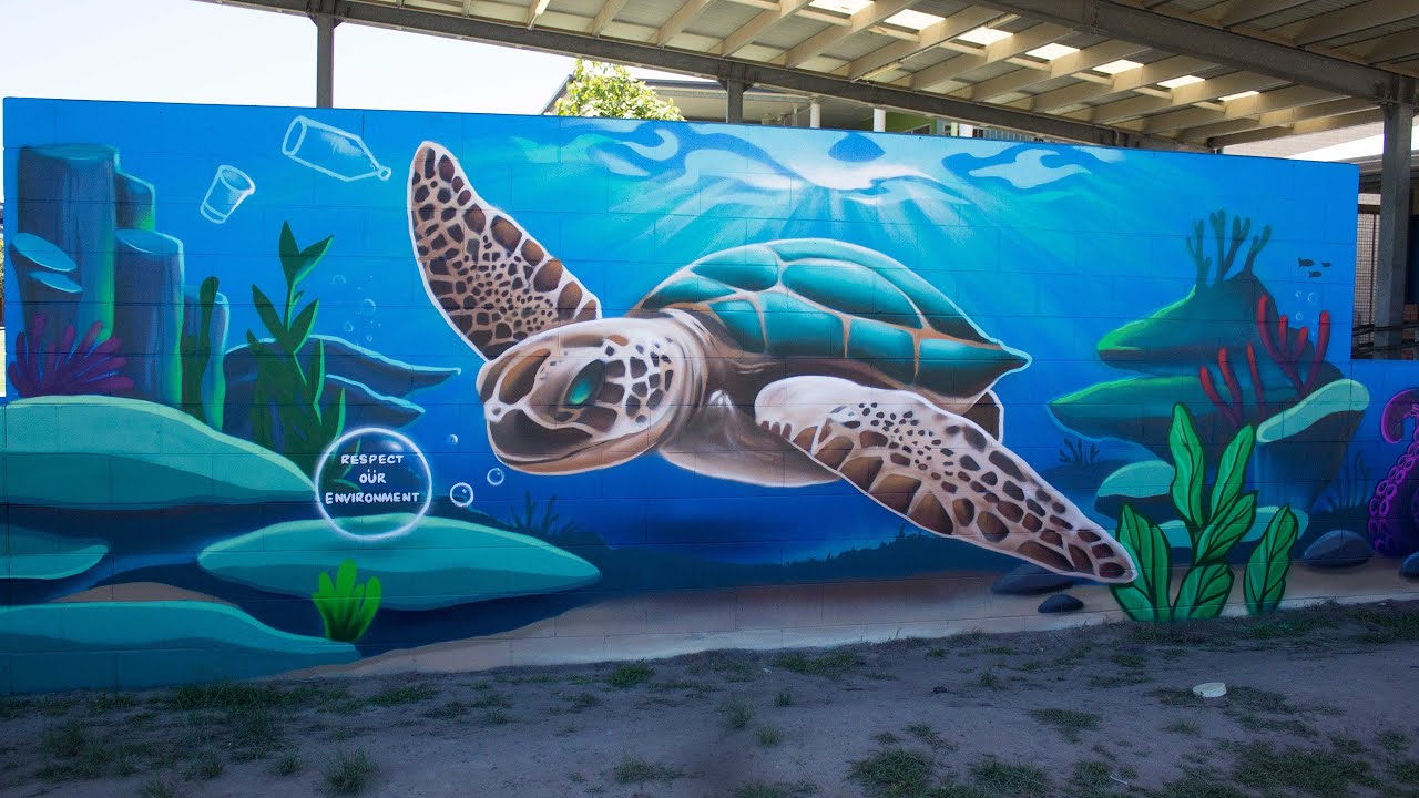 Painting An Underwater Sea Turtle Mural! 🐢🎨 - YouTube