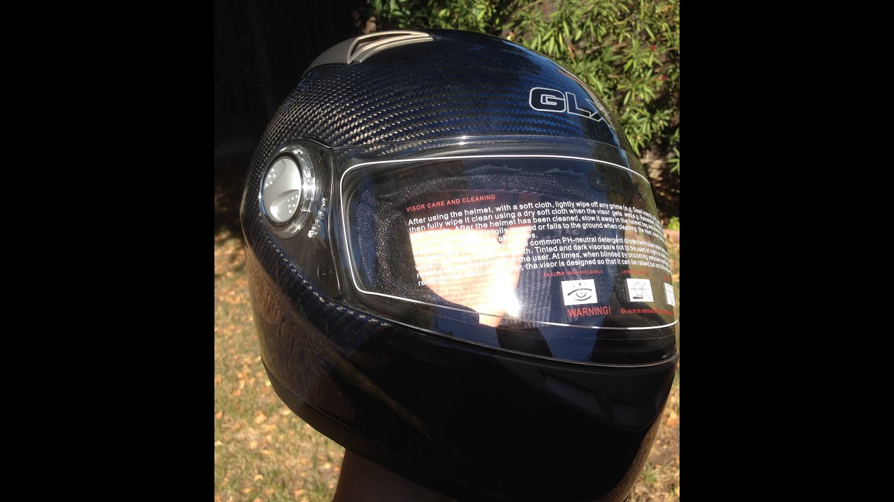 GLX Blue Carbon Fiber Full Face Motorcycle Helmet - YouTube