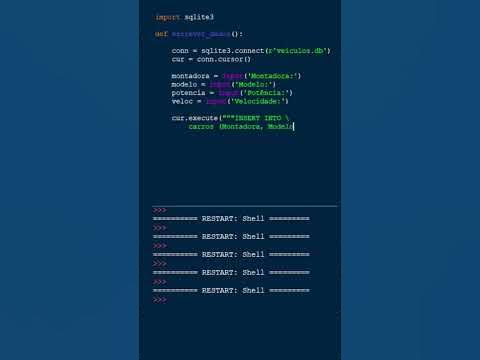 Python - escrevendo dados via terminal no banco de dados sqlite3 #shorts - YouTube