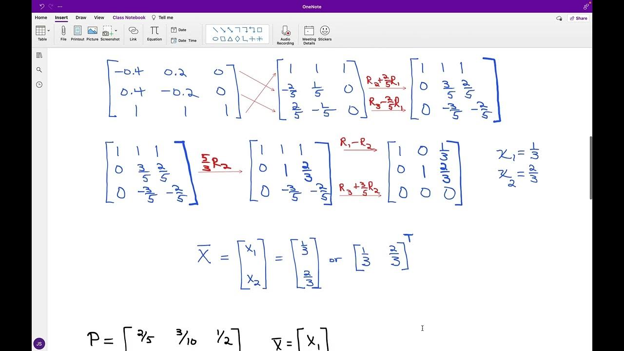MAT 280 FINDING THE STEADY STATE MATRIX OF A MARKOV CHAIN - YouTube