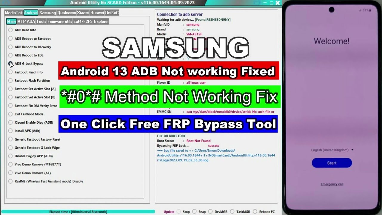 All Samsung Devices FRP Bypass Android 11,12,13 ADB Not working Fixed-One Click Free FRP Bypass ...