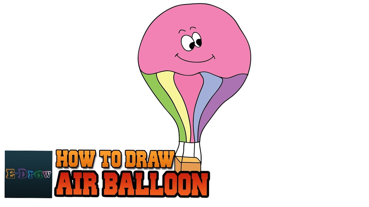 How to Draw Air Balloon Easy Step by Step for kids | Cartoon Air ...