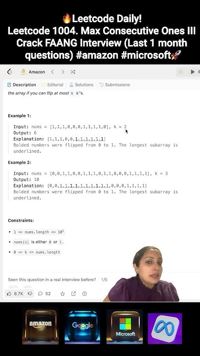 🔥Leetcode1004. Max Consecutive Ones III - FAANG Interview Last 1 month ...