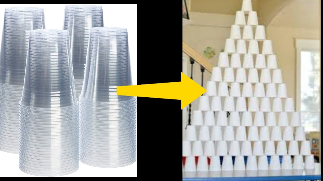 HOW TO MAKE A PLASTIC CUP TOWER - YouTube