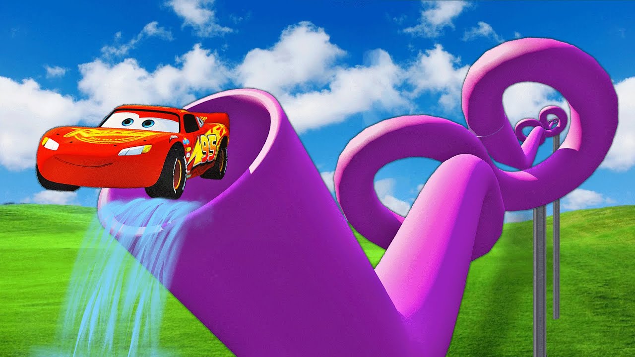 LIGHTNING MCQUEEN vs WATER PARK in BeamNG.drive - YouTube