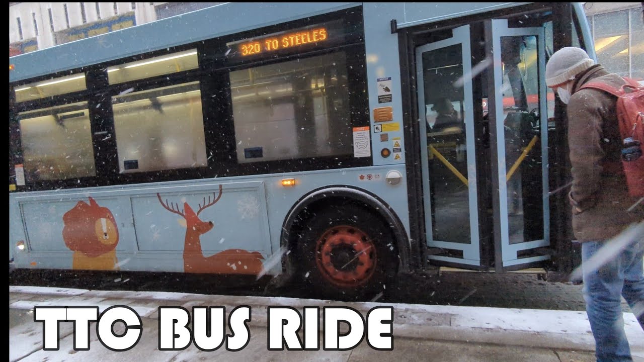 TTC Route 320 Short Bus Ride on a Snowy Sunday Morning From Bloor ...