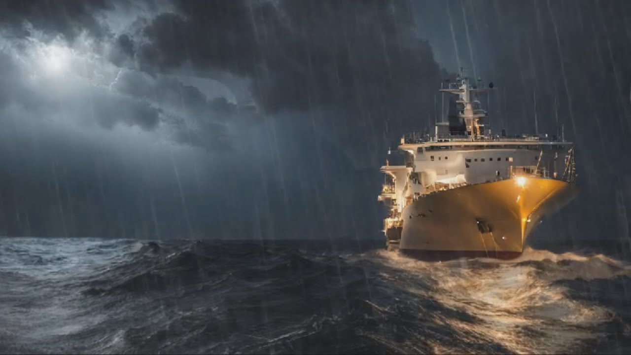 Sailing during bad weather, rainstorms in the middle of the sea # ...