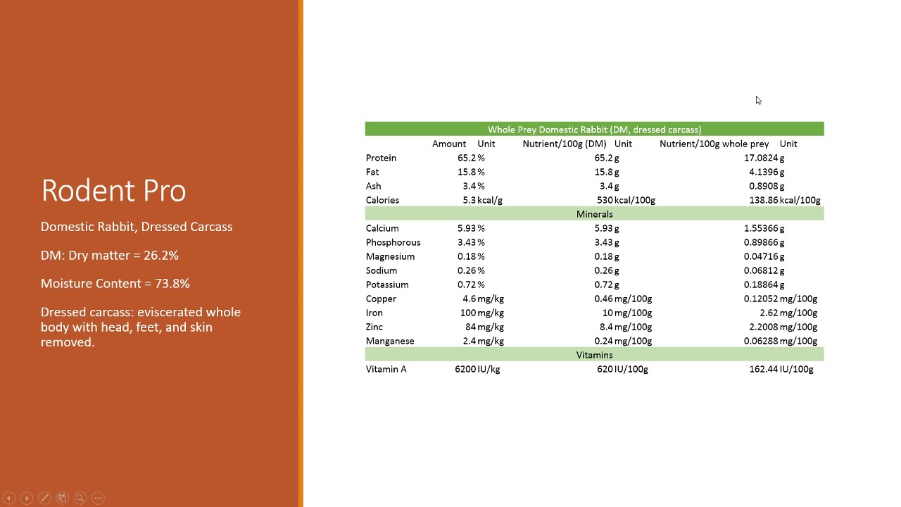 Whole Prey Rabbit Analysis - YouTube