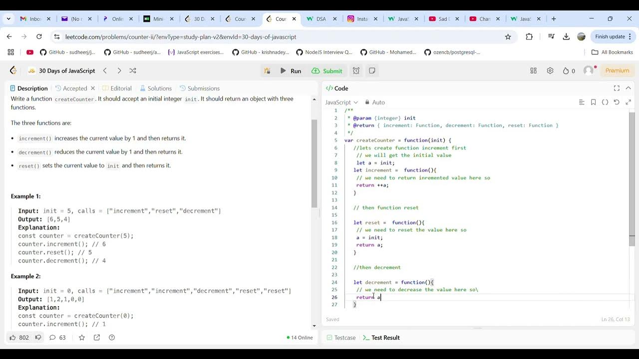 LeetCode Counter II Problem resolved in Javascript | Find full code in the description - YouTube
