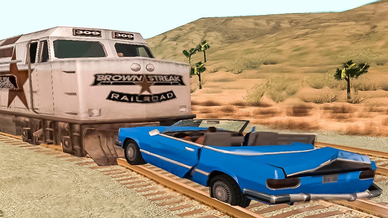 BLUE CONVERTIBLE AND TRAIN IN Grand Theft Auto - YouTube