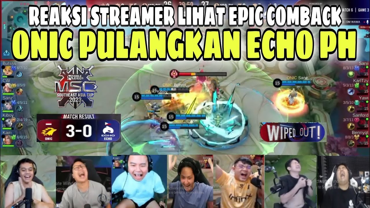 REAKSI STREAMER LIHAT SUPER EPIC COMBACK ONIC PULANGKAN ECHO PH MSC2023 #mlbb #msc2023 - YouTube