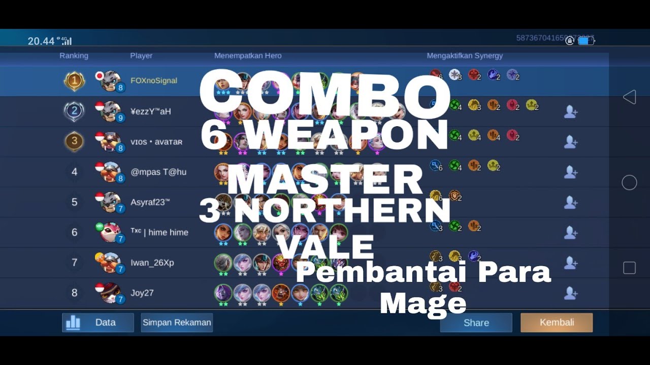 Combo Bantai Para Mage 6 WEAPON MASTER 3 NORTHERN VALE | 4 Mage Tidak ...