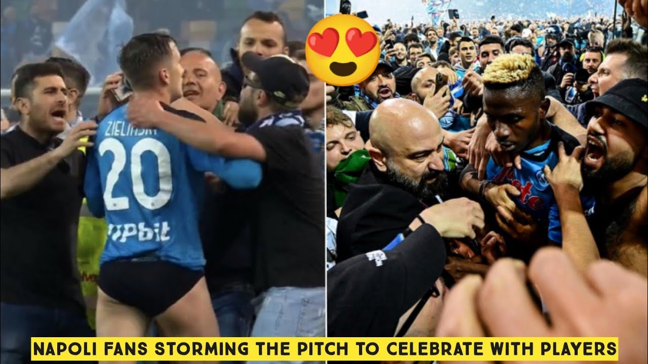 😍 Napoli Fans Storming the Pitch to Celebrate with Players after ...