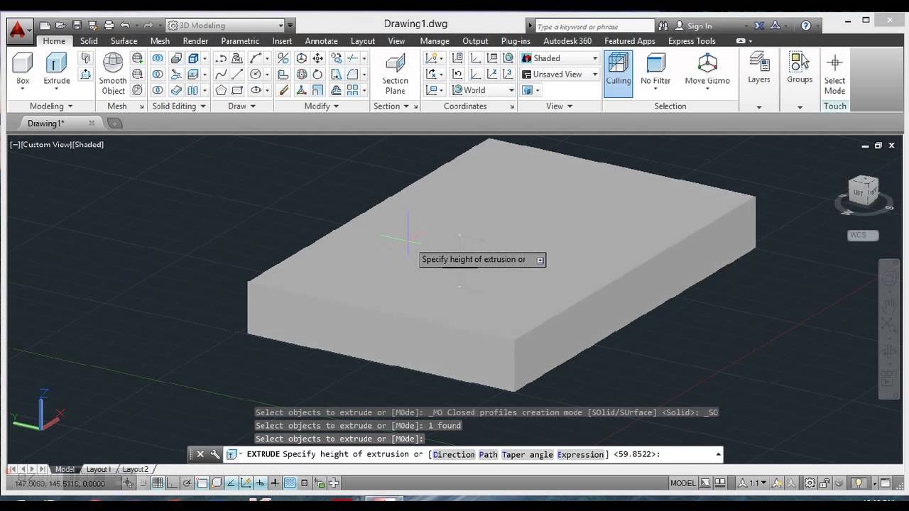 Autocad: How to extrude and Revolve - YouTube