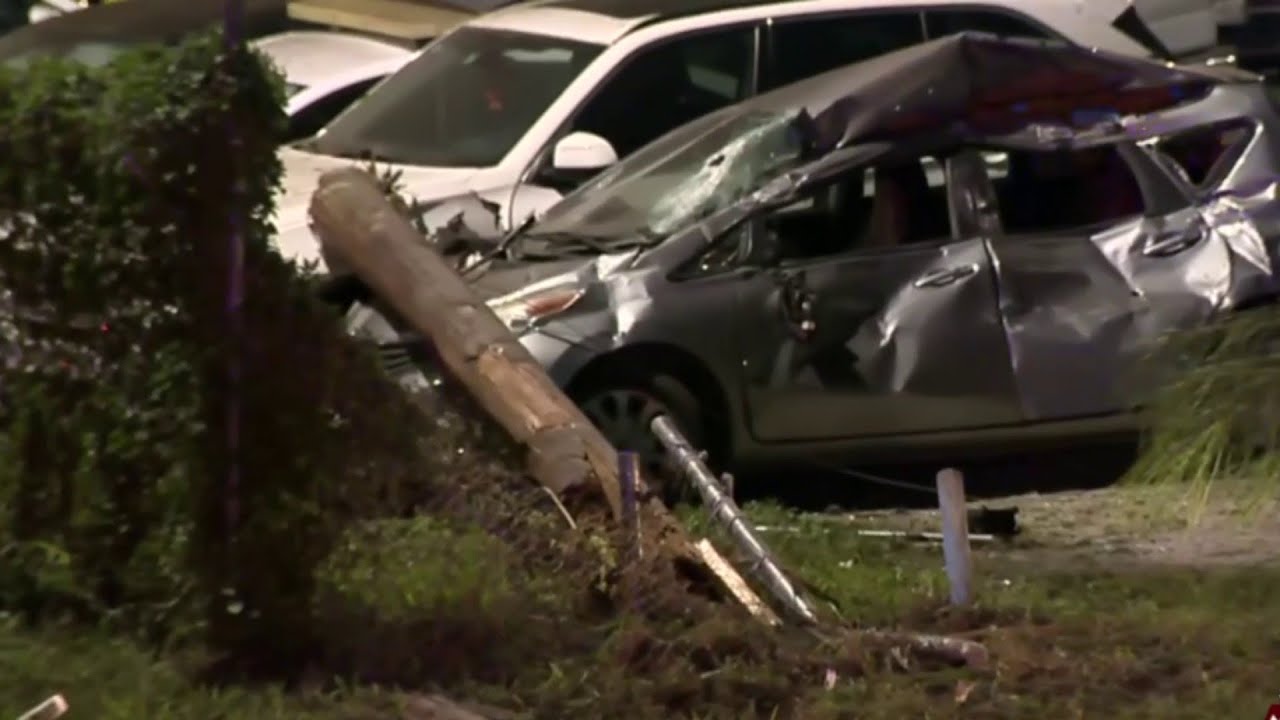Car crashes through utility pole, rolls over following police chase on ...
