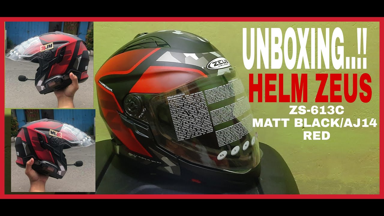 UNBOXING HELM ZEUS ZS-613C 2020 MATT BLACK/AJ14 RED || RECOMEND BUAT ...