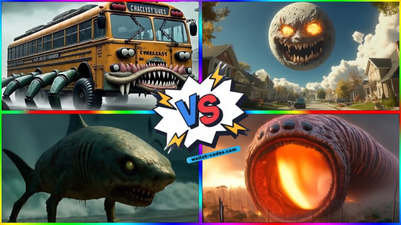 Cats Monster School bus 🆚 Lunar Moon 🆚 Zombie Brainrot 🆚 Worm ...
