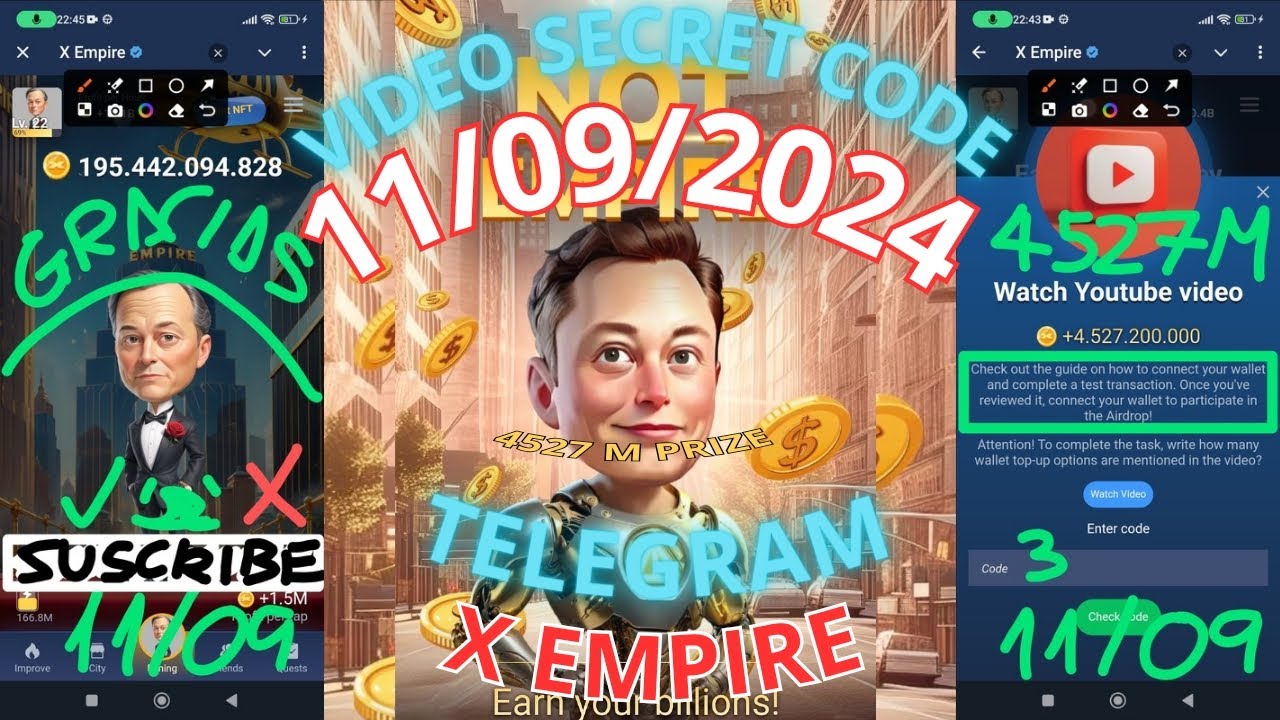 11/09/2024 X EMPIRE VIDEO SECRET CODE CHECK OUT THE 4527 M PRIZE TAPGAME AIRDROPS TONCOIN ...