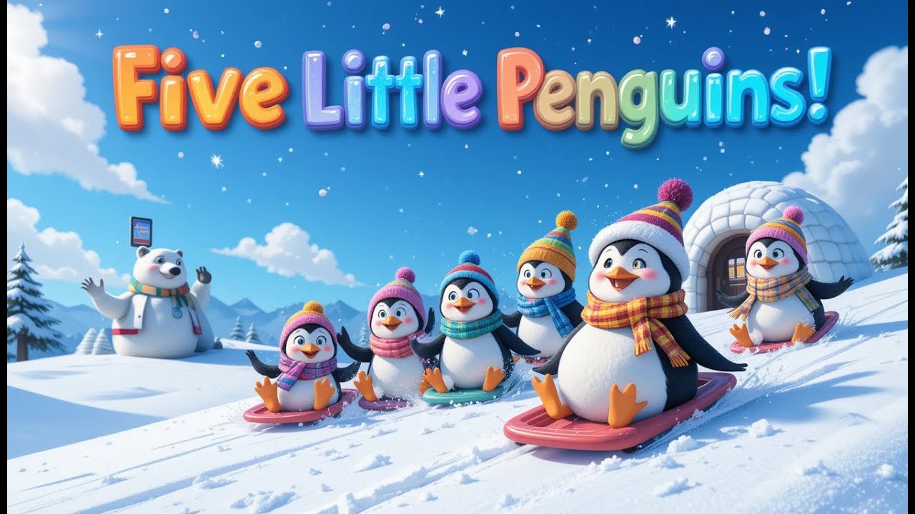 Five Little Penguins | Nursery Rhymes & Kids Songs | Panda World - YouTube