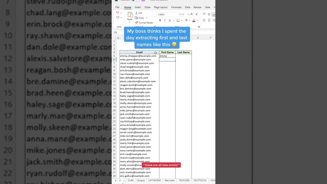 Extract First And Last Name From Emails Using Excel s 1 YouTube Extract First And Last Name From Emails Using Excel s 1 YouTube