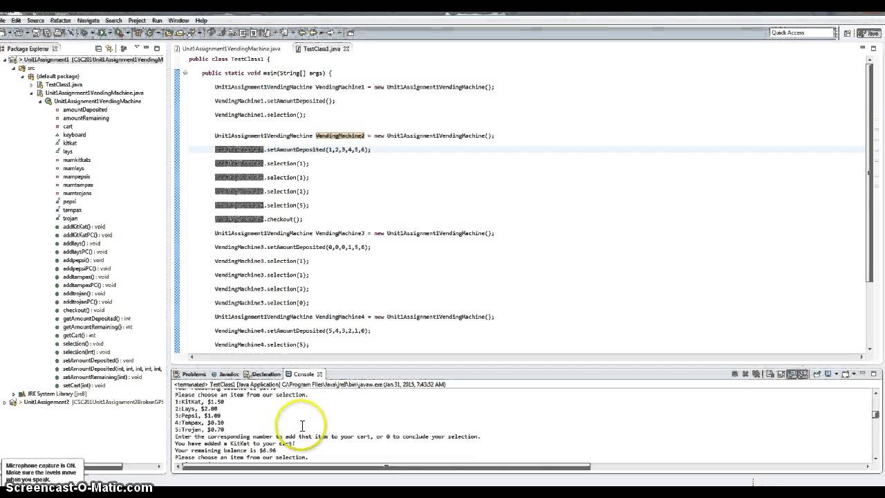 CSC 201 Unit 1 Assignment 1 Vending Machine - YouTube